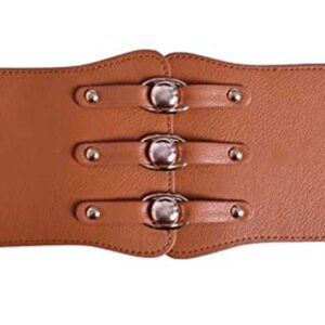 Nanxson Womens Elastic Wide Waist Band Tied Waspie Corset Obi Waist Belt PDW0077 (brown)