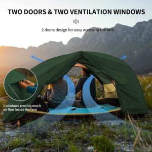 Naturehike Star River 2 Person Backpacking Tent, Waterproof Lightweight 2 Person Tent, Double Layer Ultralight Two Person Tent for Camping, Hiking, Cycling