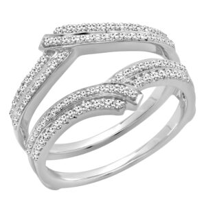 dazzlingrock collection 0.32 carat (cttw) round white diamond enhancer guard anniversary ring for women in 10k white gold size 9.5