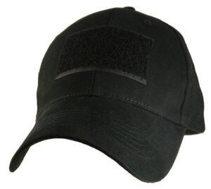 hook & loop front patch tactical cap, black