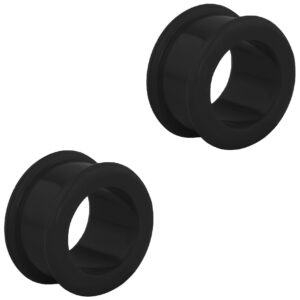 forbidden body jewelry set of black 5/8 inch ultra soft comfort fit silicone ear gauges, 16mm flat double flared tunnel plug earrings