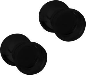 forbidden body jewelry set of 2g black acrylic ear gauges, 2 gauge 6mm solid double flared saddle plug earrings