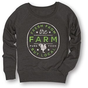 instant message - fresh from the farm buy local ladies lightweight french terry pullover - size medium heather charcoal