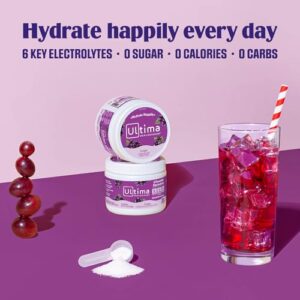 Ultima Replenisher Daily Electrolyte Drink Mix – Grape, 30 Servings – Hydration Powder with 6 Key Electrolytes & Trace Minerals – Keto Friendly, Vegan, Non- GMO & Sugar-Free Electrolyte Powder