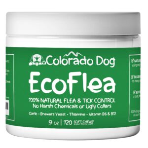 ecoflea by coloradodog - all natural chewable dog treats for flea and tick treatment and prevention - 120 count - no chemicals, no mess, no collars