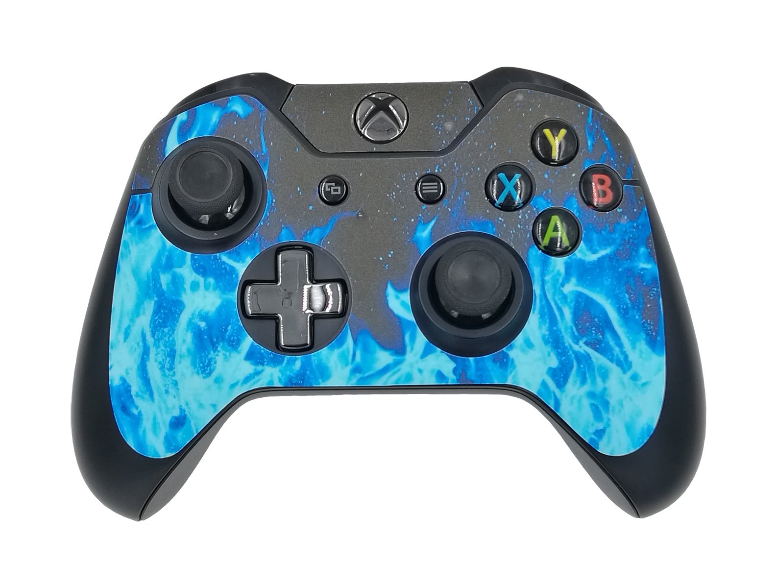 SKINOWN Skin Sticker Vinly Decal Cover for Microsoft Xbox One DualShock Wireless Controller (Blue Flame)