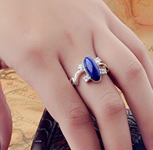 925 Silver Plated Cubic Zirconia Blue Stone Vampire Diaries Elena's Daylight Women Band Ring,Size 6