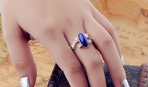 925 Silver Plated Cubic Zirconia Blue Stone Vampire Diaries Elena's Daylight Women Band Ring,Size 6