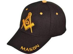 aborenco freemason mason symbol adjustable 3d embroidery baseball cap hat (black)