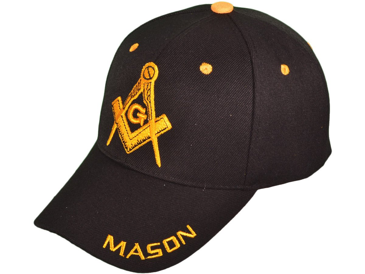 AborenCo Freemason Mason Symbol Adjustable 3D Embroidery Baseball Cap Hat (Black)