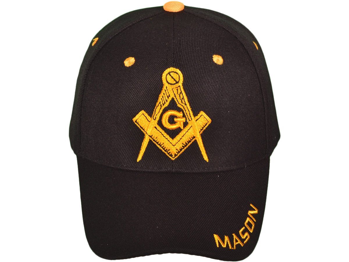 AborenCo Freemason Mason Symbol Adjustable 3D Embroidery Baseball Cap Hat (Black)