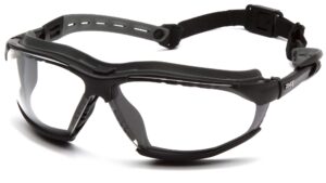 pyramex safety products gb9410stm isotope safety glasses, clear h2max anti-fog lens with black frame, clear