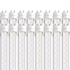 barrina 4ft led ballast bypass bulbs, dual-end powered g13 24w, t8 led bulbs 4 foot, 6000k cool daylight 3200lm, t8 t10 t12 led replacement for fluorescent tubes, clear cover, etl listed, 16 packs