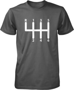 nofo clothing co 6 speed manual transmission, 6-speed gear stick shift men's t-shirt, l char charcoal