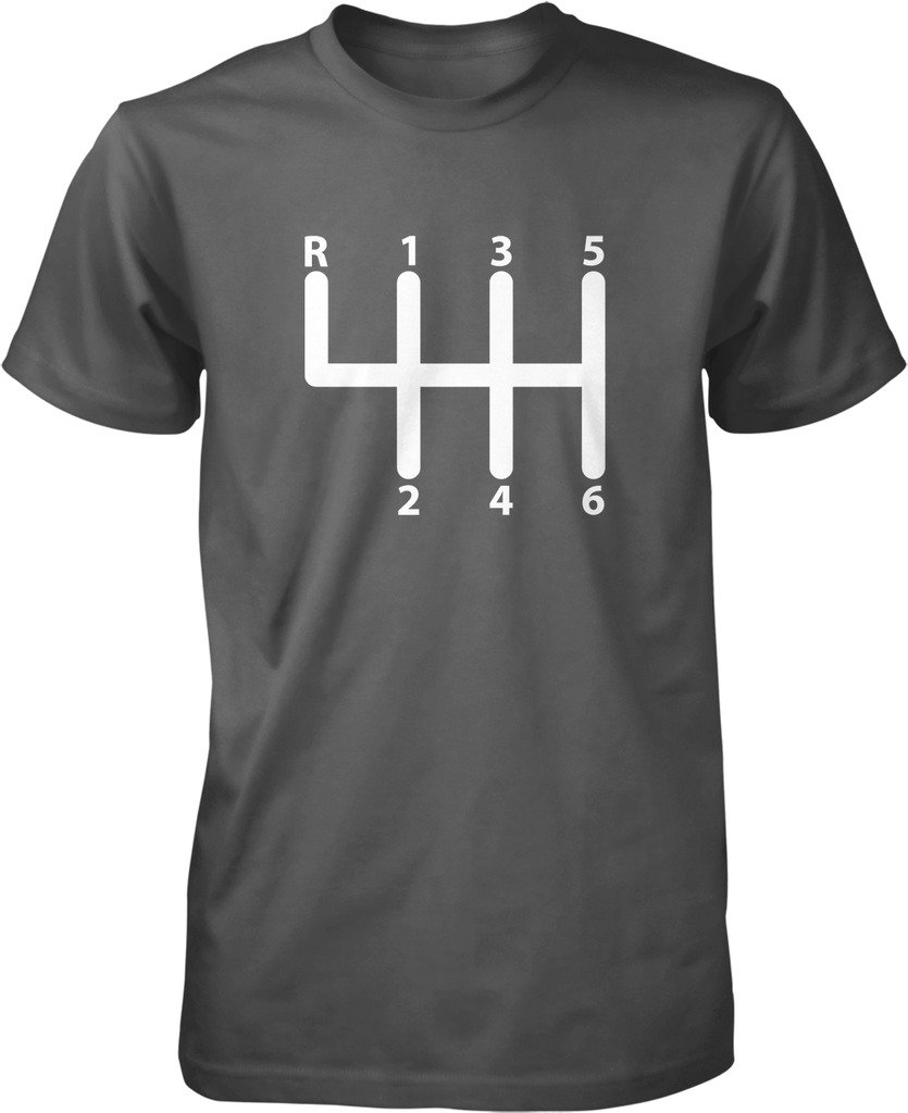 NOFO Clothing Co 6 Speed Manual Transmission, 6-Speed Gear Stick Shift Men's T-Shirt, L Char Charcoal