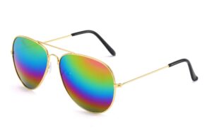 soolala 2 pairs womens classic thin metal rainbow mirrored lens aviator sunglasses