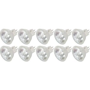 simba lighting mr11 halogen 20w 12v ftd spotlight light bulbs (10 pack) 2-pin 220lm for landscape, accent, track lights, and fiber optics, gu4 bi-pin base, glass cover, warm white 2700k dimmable