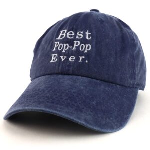 trendy apparel shop best pop pop ever embroidered soft fit washed cotton baseball cap - navy