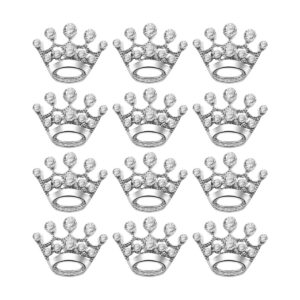 tinksky 12pcs fashion diamante wedding party pageant tiara crown corsage brooch pin for wedding valentine's day gift diy (silver)