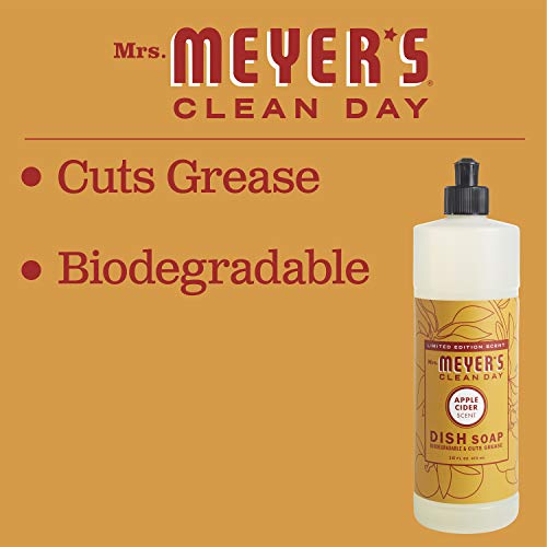 MRS. MEYER'S CLEAN DAY Liquid Dish Soap, Biodegradable Formula, Limited Edition Apple Cider, 16 fl. oz