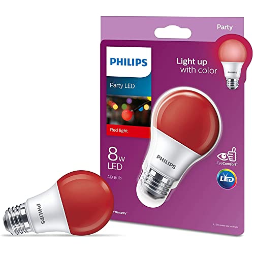 Philips 60 Watt Equivalent Red A19 Medium Base LED 8 Watt Equivalent Light Bulb