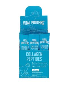 vital proteins collagen peptides powder supplement (type i, iii) travel packs, hydrolyzed collagen for skin hair nail joint - dairy & gluten free - 10g per serving - unflavored (20ct per box)