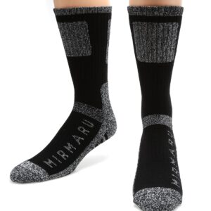 MIRMARU M201-Men's 5 Pairs Multi Performance Outdoor Sports Hiking Trekking Crew Socks (2Black, 2Char, 1Olive)