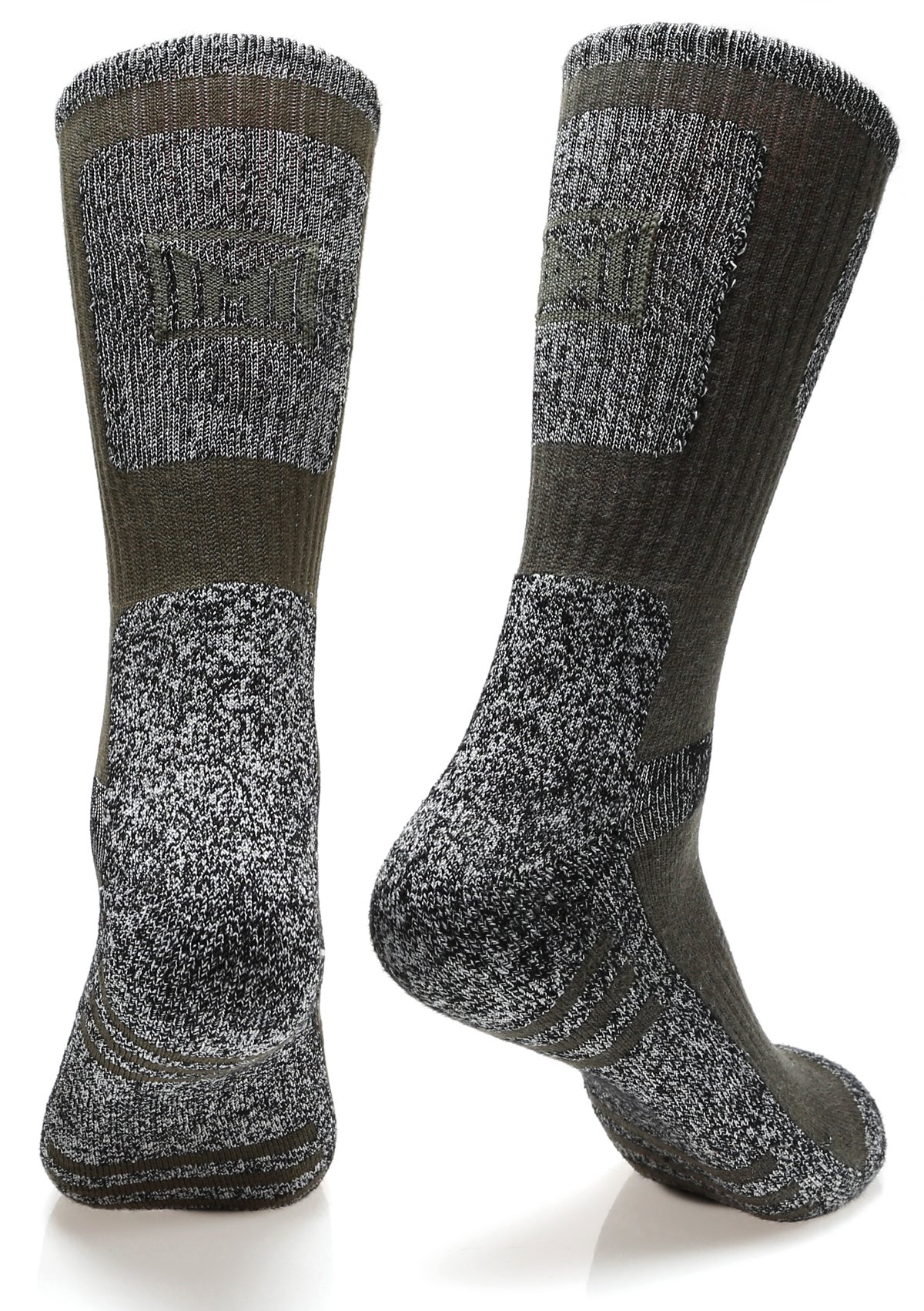 MIRMARU M201-Men's 5 Pairs Multi Performance Outdoor Sports Hiking Trekking Crew Socks (2Black, 2Char, 1Olive)