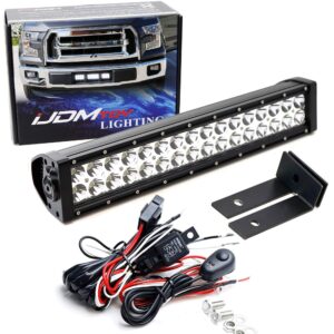 ijdmtoy lower grille mount led light bar compatible with 2015-20 ford f150 xlt lariat limited, includes (1) 96w high power led lightbar, lower bumper opening mount brackets & on/off switch wiring