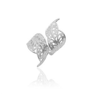 chelseachicnyc floral leaf statement ring (silver)