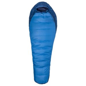 marmot men's trestles 15° sleeping bag | insulated, water-resistant, left-zip, cobalt blue/blue night