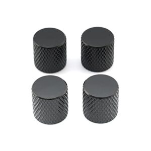 musiclily metric 6mm metal guitar flat top dome knobs volume tone control knobs for fender telecaster tele electric guitar precision bass, black(4 pcs)