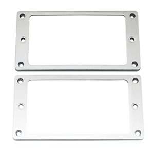 musiclilymetal flat humbucker pickup mounting ring set humbucker pickup frame replacement for electric guitar, chrome (pack of 2)