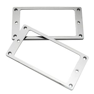 MusiclilyMetal Flat Humbucker Pickup Mounting Ring Set Humbucker Pickup Frame Replacement for Electric Guitar, Chrome (Pack of 2)