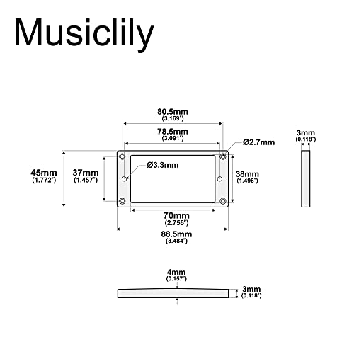 MusiclilyMetal Flat Humbucker Pickup Mounting Ring Set Humbucker Pickup Frame Replacement for Electric Guitar, Chrome (Pack of 2)