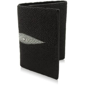 black genuine stingray skin trifold 9 card leather handmade wallet