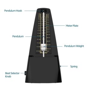 Ueteto Mechanical Metronome Black/Loud Sound Piano Drum Violin Guitar