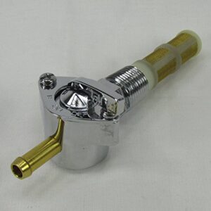 motorcycle 3/8" npt oem filtered petcock straight elbow fuel shut off valve - for use with 1/4" id fuel hose - replaces hd part # 62125-55b - chrome plated - harley chopper bobber cafe racer (3/8strt)