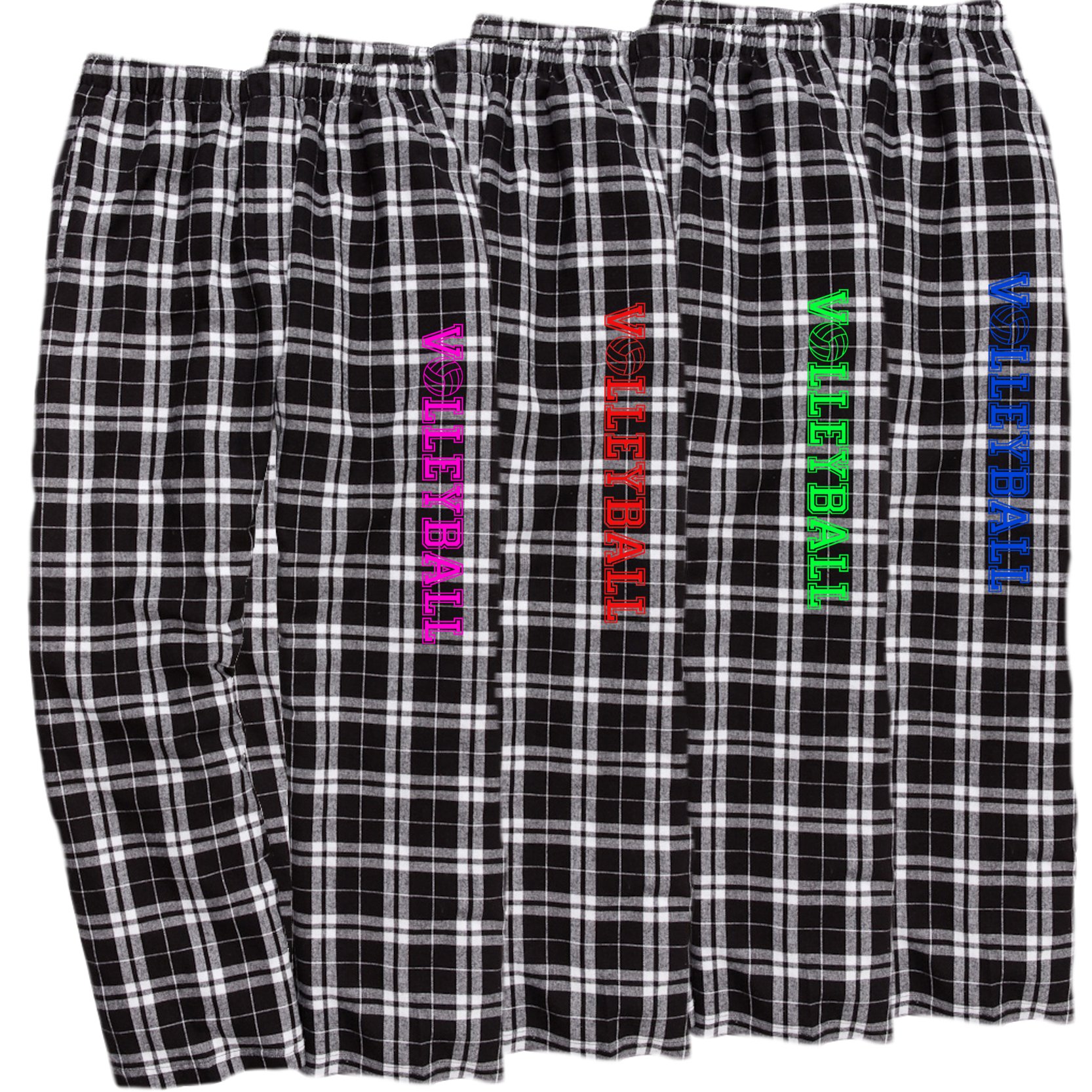 JANT girl Volleyball Black White Lounge Flannel Pant with Pockets (Red, M)