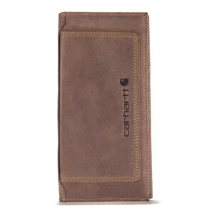 carhartt men's rugged leather triple stitch wallet, available in multiple colors and styles, brown (rodeo)