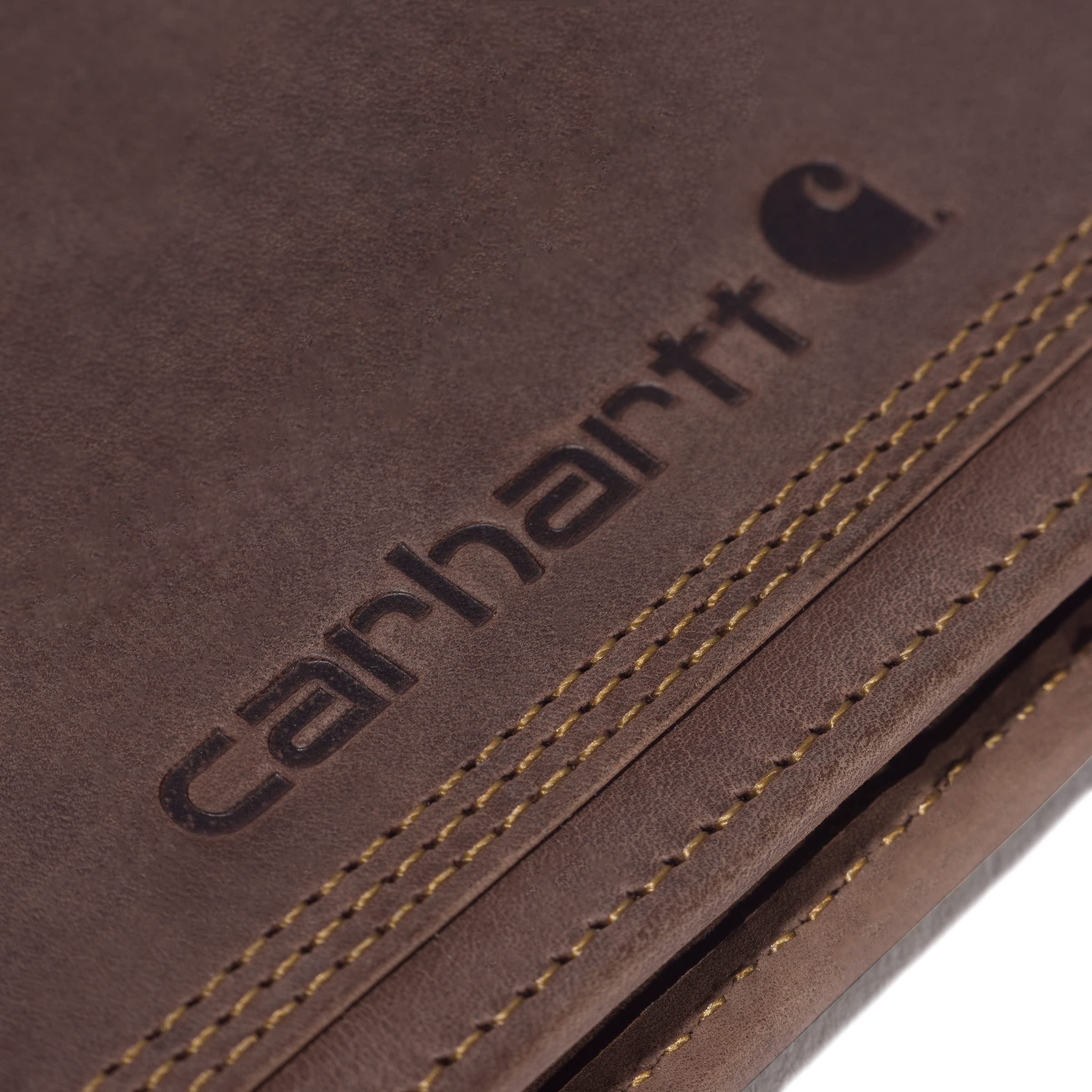 Carhartt Men's Rugged Leather Triple Stitch Wallet, Available in Multiple Colors and Styles, Brown (Rodeo)