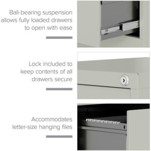 Pemberly Row 4 Drawers 52" Vertical Gray Metal Filing Cabinet Lockable Pre-Assembled Stationary Legal/Letter Size for Home, Office