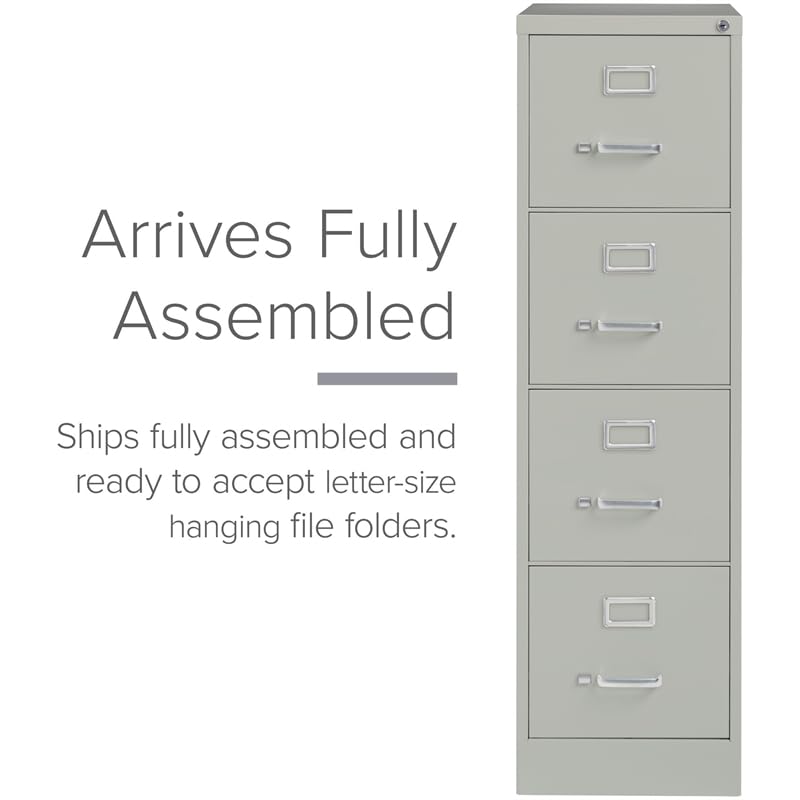 Pemberly Row 4 Drawers 52" Vertical Gray Metal Filing Cabinet Lockable Pre-Assembled Stationary Legal/Letter Size for Home, Office