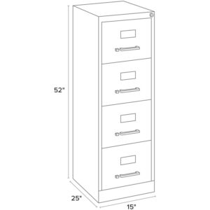 Pemberly Row 4 Drawers 52" Vertical Gray Metal Filing Cabinet Lockable Pre-Assembled Stationary Legal/Letter Size for Home, Office