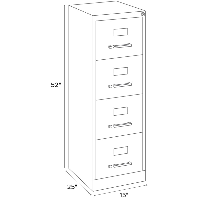 Pemberly Row 4 Drawers 52" Vertical Gray Metal Filing Cabinet Lockable Pre-Assembled Stationary Legal/Letter Size for Home, Office