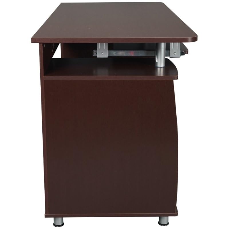 Pemberly Row 48" Wide Home Office Computer Desk in Gray with CPU Storage Cabinet and Hanging File Cabinet, Brown