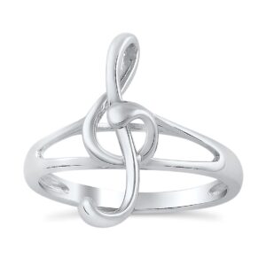 Sterling Silver Treble Clef "G CLEF" Music Symbol Ring (7)