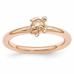 rose gold tone plated sterling silver stackable 8mm sea turtle ring size 10