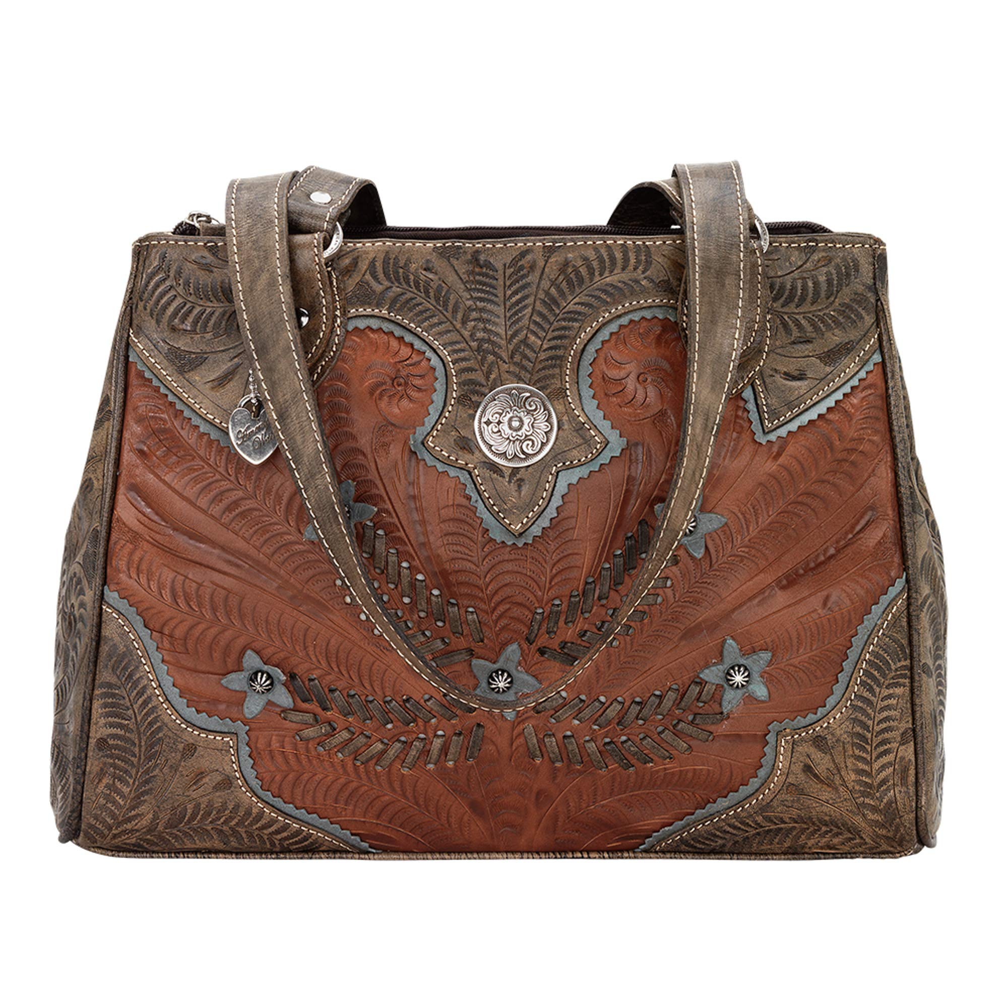 American West Leather Women's Desert Wildflower Tote Brown One Size