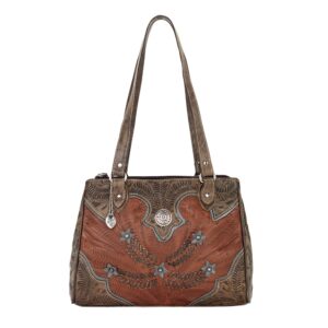 American West Leather Women's Desert Wildflower Tote Brown One Size